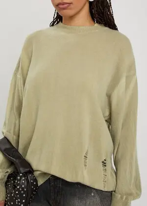 Our Legacy Slant Distressed Effect Wool Jumper - Beige