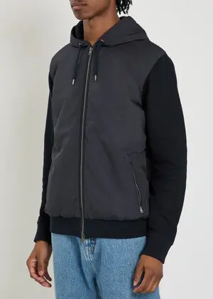 Herno Hooded Shell And Cotton-knit Jacket - Navy