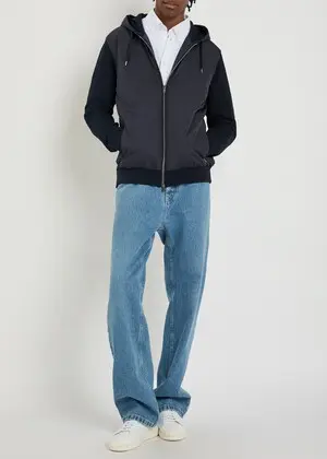 Herno Hooded Shell And Cotton-knit Jacket - Navy