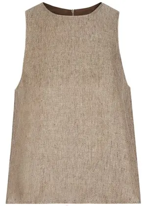 Emporio Armani Faux Leather Paneled Linen Top