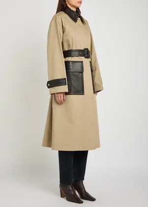JOSEPH Zaman Belted Cotton And Leather Coat - Camel