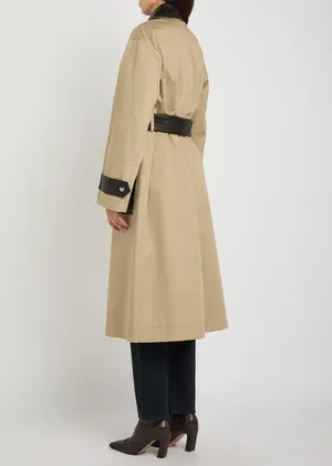 JOSEPH Zaman Belted Cotton And Leather Coat - Camel