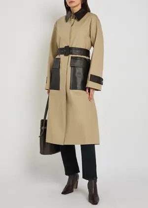 JOSEPH Zaman Belted Cotton And Leather Coat - Camel