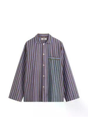 TEKLA Striped Pyjama Top - Brown