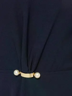 NISSA Pearl Detail Midi Dress - Blue