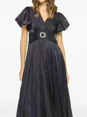 NISSA Crystal Pleated Midi Dress