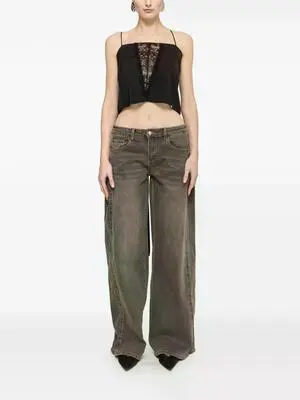 NISSA Lace-insert Crop Top