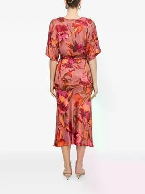 NISSA Printed V-neck Top - Pink