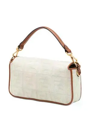 Fendi Zucca Embroidered Canvas Baguette Satchel - Neutrals