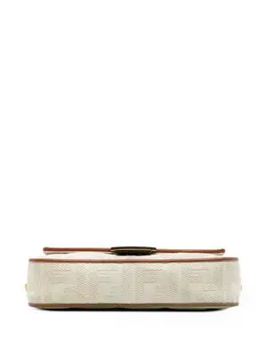 Fendi Zucca Embroidered Canvas Baguette Satchel - Neutrals