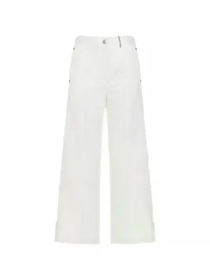 PANICALE Wide Leg Button Jeans - White