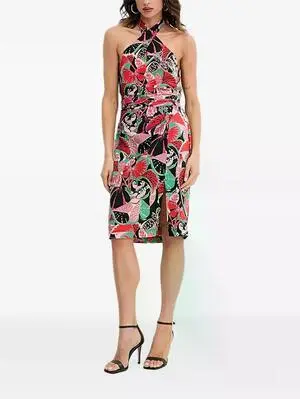 MORGAN Floral-print Halterneck Midi Dress