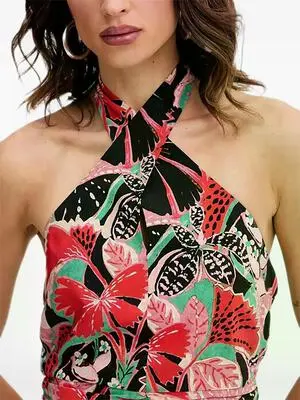 MORGAN Floral-print Halterneck Midi Dress