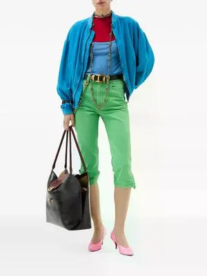 Versace Zip-up Bomber Jacket In Silk Poplin