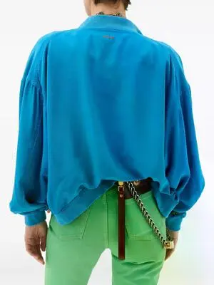 Versace Zip-up Bomber Jacket In Silk Poplin