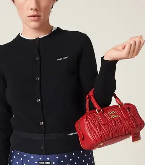Miu Miu Nappa Leather Matelassé Arcadie Top-handle Bag - Red