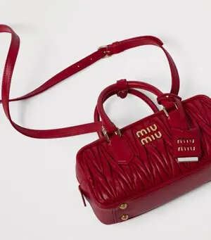 Miu Miu Nappa Leather Matelassé Arcadie Top-handle Bag - Red