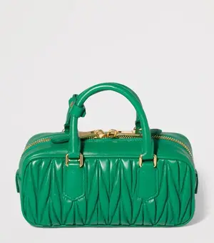 Miu Miu Nappa Leather Matelassé Arcadie Top-handle Bag - Green