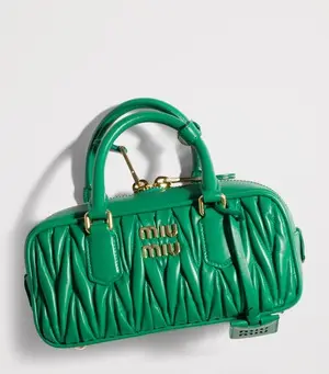 Miu Miu Nappa Leather Matelassé Arcadie Top-handle Bag - Green