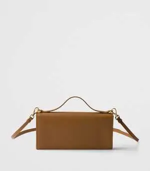 Prada Saffiano Leather Wallet With Shoulder Strap - Brown