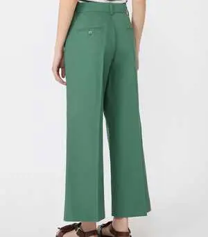 Max Mara Cotton-linen Wide-leg Cropped Trousers - Green