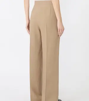 Max Mara Linen Pleated Wide-leg Trousers - Beige