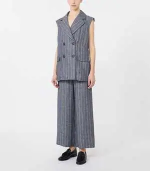 Max Mara Linen Pinstripe Gilet - Blue