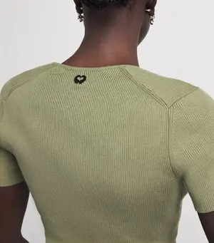 Maje Cotton-blend Rib-knit Top - Brown