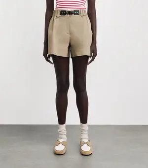 Maje Cotton-blend Belted Shorts