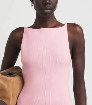 Maje Cotton-blend Rib-knit Tank Top - Pink