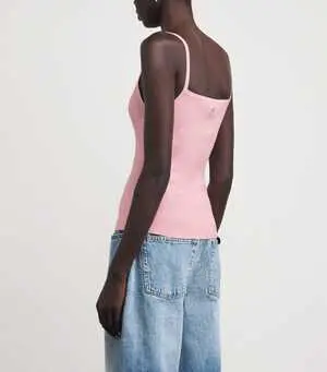 Maje Cotton-blend Rib-knit Tank Top - Pink