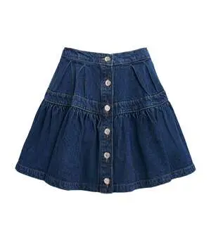 Maje Denim Mini Skirt With Button Detail - Blue