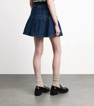 Maje Denim Mini Skirt With Button Detail - Blue