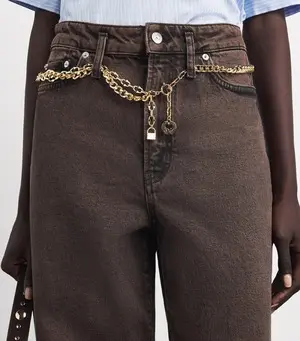 Maje Bootcut Jeans With Chain Belt