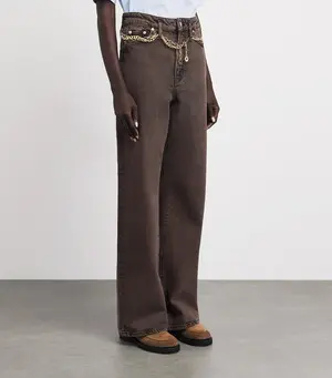Maje Bootcut Jeans With Chain Belt