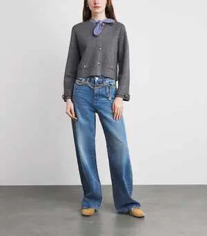 Maje High-rise Wide-leg Jeans With Chain Detail
