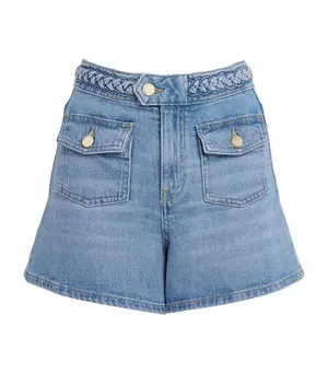 Maje Braided Flared Denim Shorts