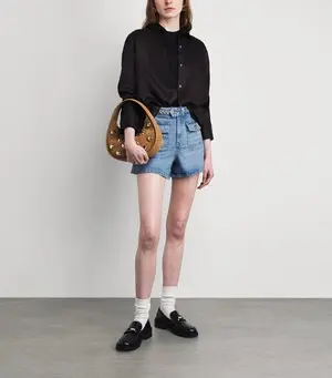 Maje Braided Flared Denim Shorts