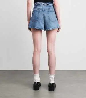 Maje Braided Flared Denim Shorts