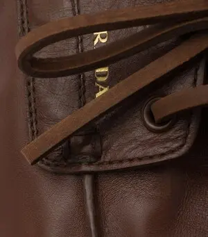 Prada Antiqued Leather Shuffle Loafers - Brown