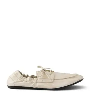 Prada Antiqued Leather Shuffle Loafers - Neutral