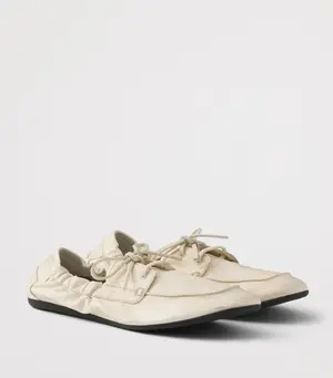 Prada Antiqued Leather Shuffle Loafers - Neutral