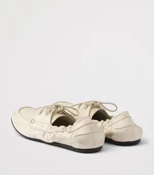 Prada Antiqued Leather Shuffle Loafers - Neutral