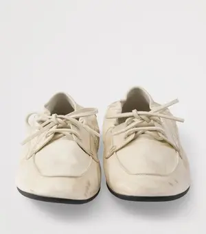 Prada Antiqued Leather Shuffle Loafers - Neutral
