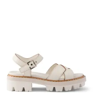 Prada Lambskin Platform Sandals 55 - Neutral