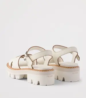 Prada Lambskin Platform Sandals 55 - Neutral