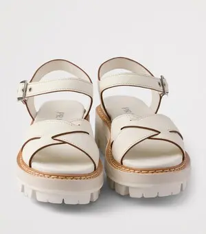 Prada Lambskin Platform Sandals 55 - Neutral