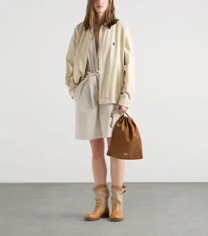 Prada Leather-trim Canvas Bomber Jacket - Neutral