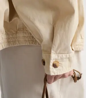Prada Leather-trim Canvas Bomber Jacket - Neutral