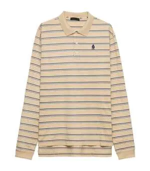 Prada Cotton Piqué Stripe Slim Long-sleeve Polo Shirt - Neutral